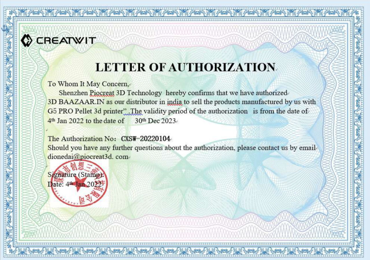 Certificates – 3D Bazaar – 3D Printers, 3D Printing Services, Shop ...